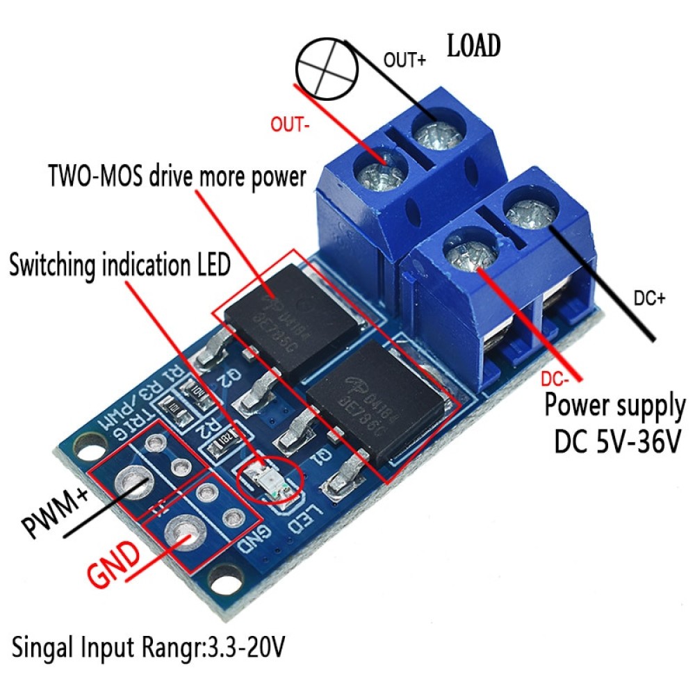 15A 400W MOSFET Sürücü PWM Regülatörü